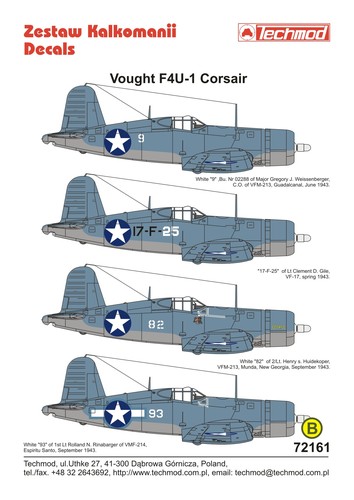 Techmod 72161 Vought F4U-1 Corsair