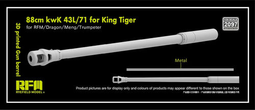 Rye Field Model RM-2097 Gun barrel 88mm kwK 43L/71 for King Tiger (3D-printed / for RFM, Dragon, Meng and Trumpeter Kits)