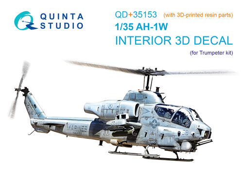Quinta Studio QD+35153 AH-1 W - 3D-Printed & Coloured Interior on Decal Paper with 3D-printed Resin Parts (for Trumpeter Kits)