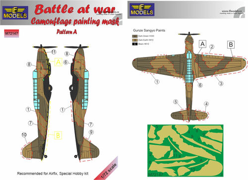 LF Models M72147 Battle At War Camouflage Painting Mask Patten A (For Airfix/Special Hobby)