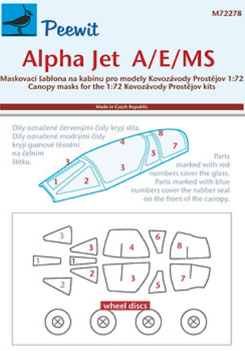 Peewit 72278 Canopy mask for Alpha Jet Kovozávody Prostìjov