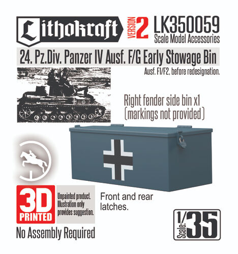 Lithokraft Range 350059 24. Pz.Div. Panzer IV Ausf F/G Early Stowage Bin Version 2