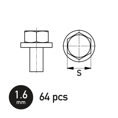 GasHans NB02011 Hexagonal Bolt with Washer 1.6 mm