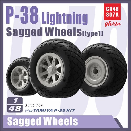 Gloria Model GR48307A P-38 Lightning Sagged Wheels (Type 1) (Tamiya)