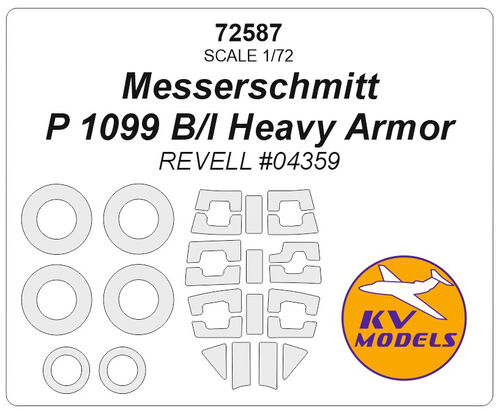KV Models 72587 Messerschmitt P 1099 B/I Heavy Armor (Revell #04359) And Wheels Masks