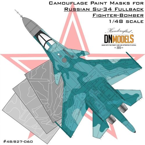 DN Models 48-827-060 Su-34 Fullback Camouflage Paint Masks Russian Fighter-Bomber