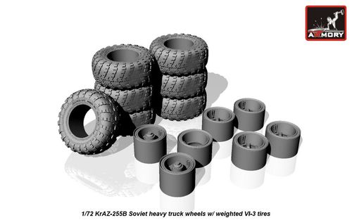 Armory Models Group AC7335 KrAZ-255B off-road truck wheels w/ weighted VI-3 tires