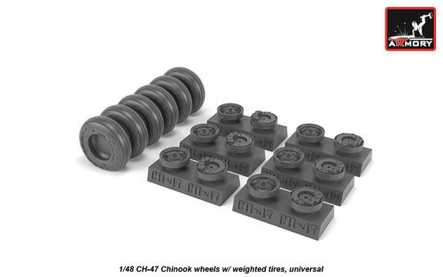 Armory Models Group AW48311 CH-47 Chinook wheels w/ weighted tires