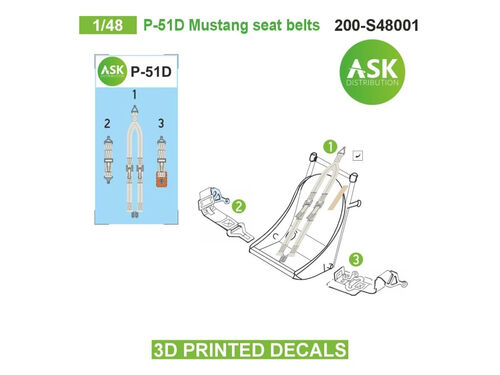 Art Scale Kit S48001 North American P-51 D Mustang Seat Belts - 3D Printed Decals