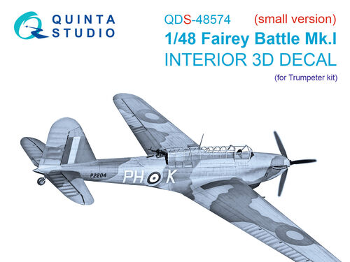 Quinta Studio QDS48574 Fairey Battle Mk.I - 3D-Printed & Coloured Interior on Decal Paper (for Trumpeter Kits / Small Version)