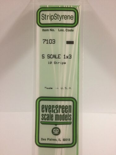 Evergreen 07103 "O" Scale Polystyrene Strip (35 cm) 0,38 x 1,20 mm (1 x 3) (1 pc)