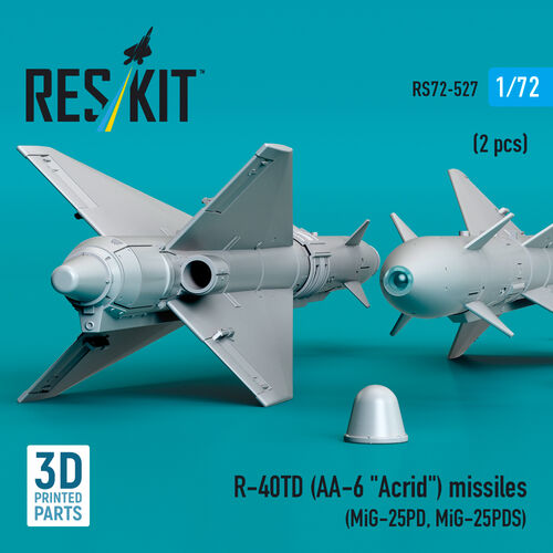 RES/KIT 72-0527 R-40TD (AA-6 'Acrid') Missiles (2pcs) (MiG-25PD, MiG-25PDS) (3D Printed)