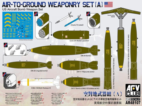 AFV Club 48107 Air-To-Ground Weaponry Set [A] US Aircraft Bomb Weapon Set