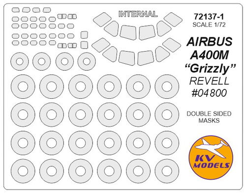 KV Models 72137-1 AIRBUS A400M “Grizzly” (REVELL) - Double sided + wheels masks