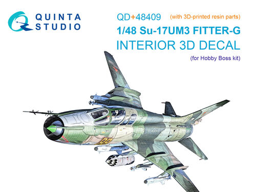 Quinta Studio QD+48409 Su-17UM3 - 3D-Printed & Coloured Interior on Decal Paper with 3D-printed Resin Parts (for Hobby Boss Kits)