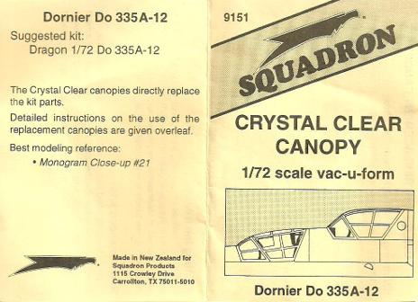 Squadron 9151 Dornier Do 335 A-12 Canopy