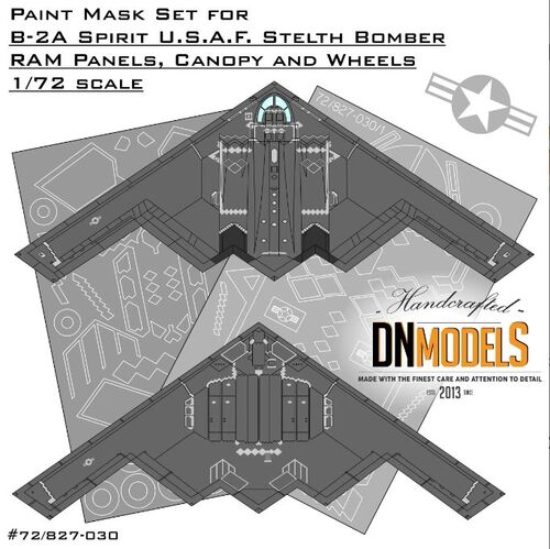 DN Models 72-827-030 B-2A Spirit Stealth Bomber RAM Panels, Wheels And Canopy Paint Masks Set