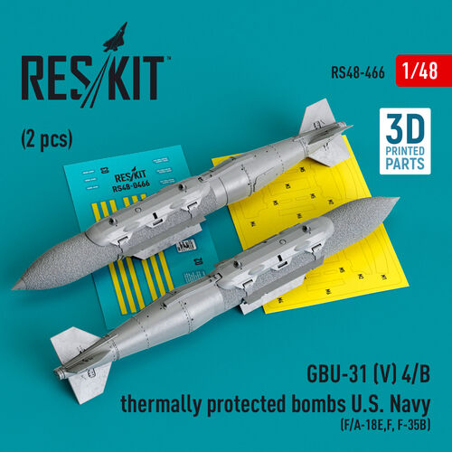 RES/KIT 48-0466 GBU-31 (V) 4/B Thermally Protected Bombs U.S. Navy (2pcs) (F/A-18E/F, F-35B) (3D Printed)