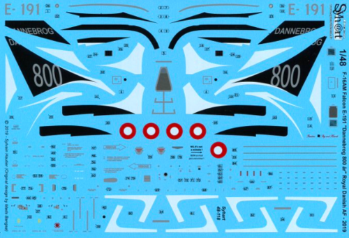 Syhart Decal 48-118 F-16AM Falcon E-191 "Dannebrog 800 år" Royal Danish AF - 2019