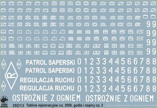 Toro Model 35D13 Tablice rejestracyjne wz.2000, godła i napisy eksploatacyjne pojazdów Wojska Polskiego część 3