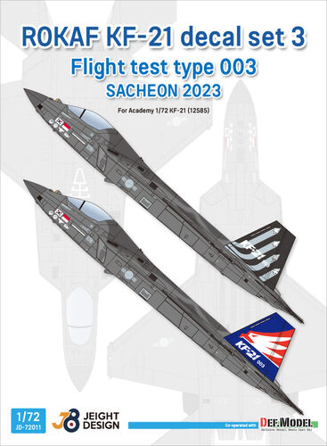 DEF Model JD72011 ROKAF KF-21 Decal Set 3, Flight Test Type 003 - Sacheon 2023 (For Academy 12585)