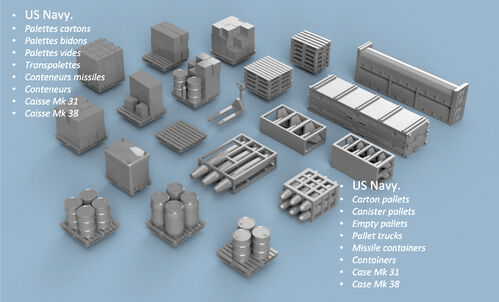 L'Arsenal 2.0 3D144202 Assortment of US Navy Pallets And Accessories x37 - 3D Printed