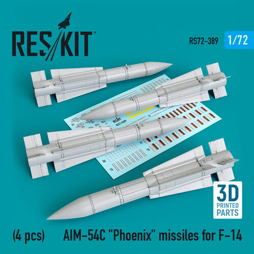RES/KIT 72-0389 AIM-54C 'Phoenix' Missiles For F-14 (4pcs) (3D Printed)