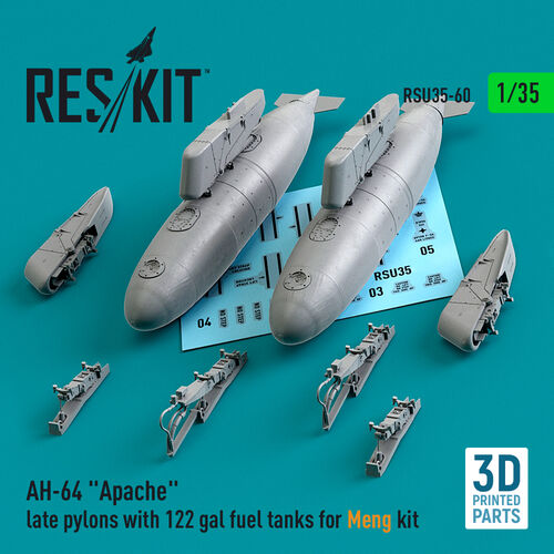 RES/KIT U35-0060 AH-64 'Apache' Late Pylons With 122 Gal Fuel Tanks For Meng Kit
