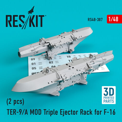 RES/KIT 48-0387 TER-9/A MOD Triple Ejector Rack for F-16 (2 pcs) (3D Printing)