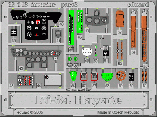Eduard 32542 Ki-84 Hayate interior HASEGAWA