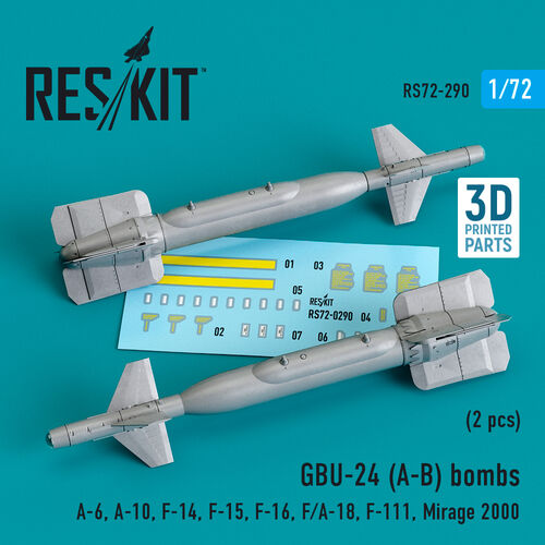 RES/KIT 72-0290 GBU-24 (A-B) Bombs (2 pcs) (A-6, A-10, F-14, F-15, F-16, F/A-18, F-111, Mirage 2000)