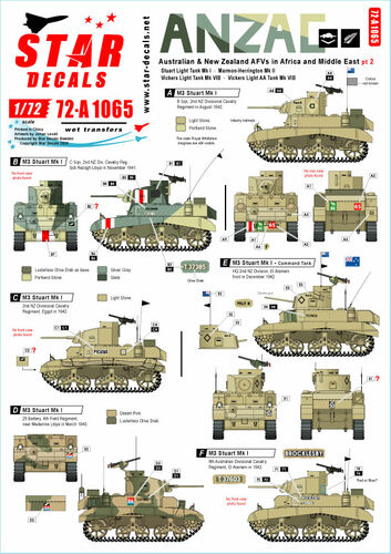 Star-Decals 72-A1065 ANZAC # 2. New Zealand and Australian tanks and AFVs in Africa and Middle East WW2.