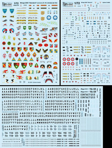 Syhart Decal 72-923 Mirage 2000 'Standard' (Green Mirage: D/N) Armée De l'Air