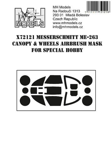 MH Models X72121 Messerschmitt Me-263 canopy & wheels airbrush mask for Special Hobby