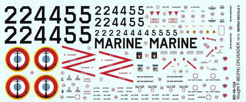 Berna Decals 48124 Vought F-8 E (Marine Nationale) French Crusader Decals
