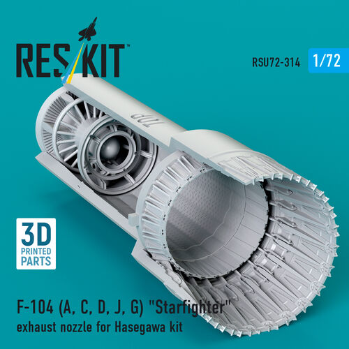 RES/KIT U72-0314 F-104 (A, C, D, J, G) 'Starfighter' Exhaust Nozzle For Hasegawa Kit (3D Printed)