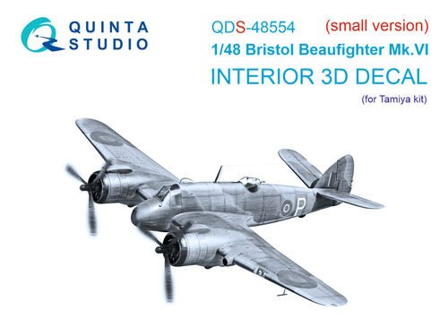 Quinta Studio QDS48554 Bristol Beaufighter Mk.VI - 3D-Printed & Coloured Interior on Decal Paper (for Tamiya Kits / Small Version)