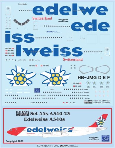 Draw Decal 44-A340-23 Airbus A340-300 - Edelweiss