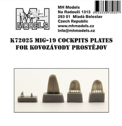 MH Models K72025 Mig-19 cockpits plates