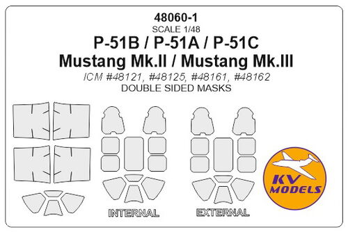 KV Models 48060-1 P-51B / P-51A / P-51C / Mustang Mk.II / Mustang Mk.III (ICM) - Double sided