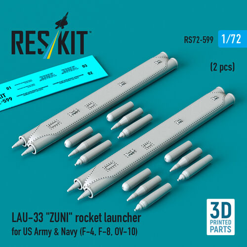 RES/KIT 72-0599 LAU-33 ZUNI Rocket Launcher for US Army & Navy (2 pcs / 3D Printed)