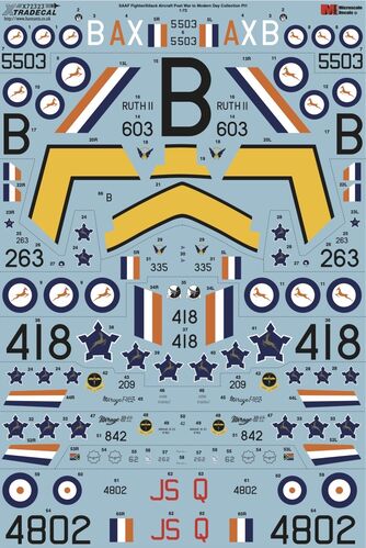 Xtradecal 72323 SAAF Fighters/Attack Aircraft Post War to Modern Day Collection Part 1 (9 schemes)