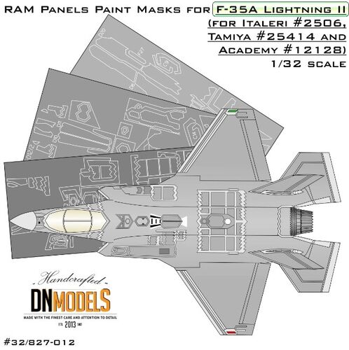DN Models 32-827-012 RAM Panels Paint Masks For Italeri F-35A Lightning II