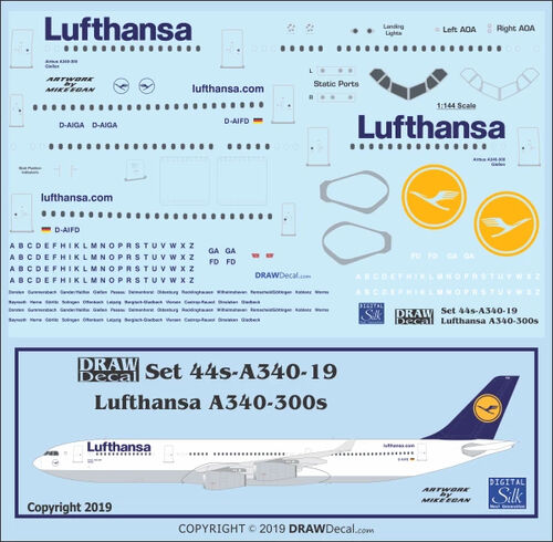 Draw Decal 44-A340-19 Airbus A340-300 - Lufthansa