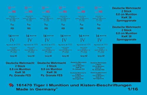 Peddinghaus-Decals 1470 Ammo Markings 8,8 cm Ammo Tiger And Crate Markings