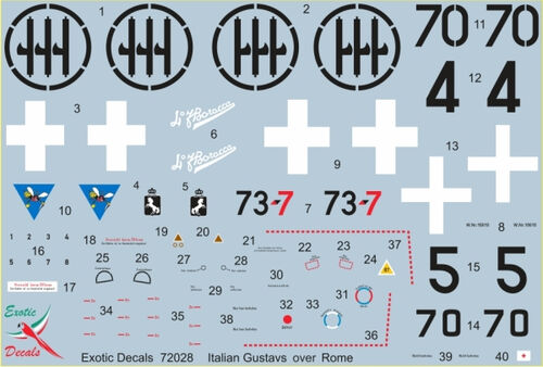 Exotic Decals 72028 Italian Gustavs over Rome #4 - Bf-109 G in Regia Aeronautica (Part 4)