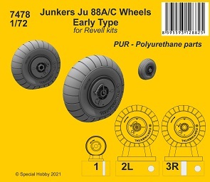 CMK K7478 Junkers Ju 88A/C Wheels Early Type (for Revell kit)
