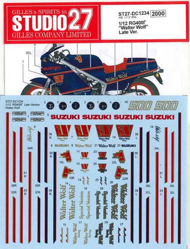 Studio 27 DC1234 Suzuki RG400 - Walter Wolf Late Version Decals Set (for Hasegawa Kits)