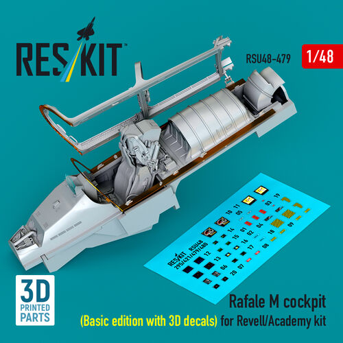 RES/KIT U48-0479 Rafale M Cockpit (Basic Edition With 3D Decals) For Revell/Academy Kit (3D Printed)