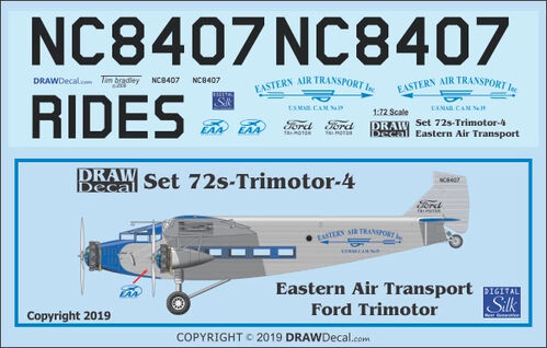 Draw Decal 72-TRIMOTOR-04 AT-5 Trimotor - Eastern Air Transport